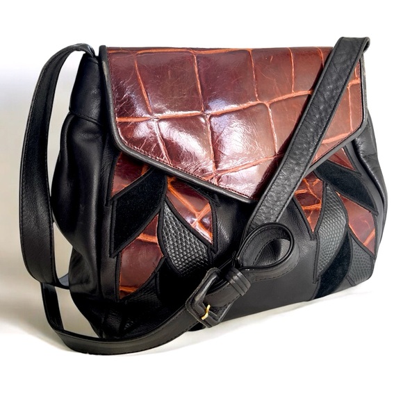 Susan Gail | Bags | Vintage Susan Gail Bellido Black Brown Crocodile ...
